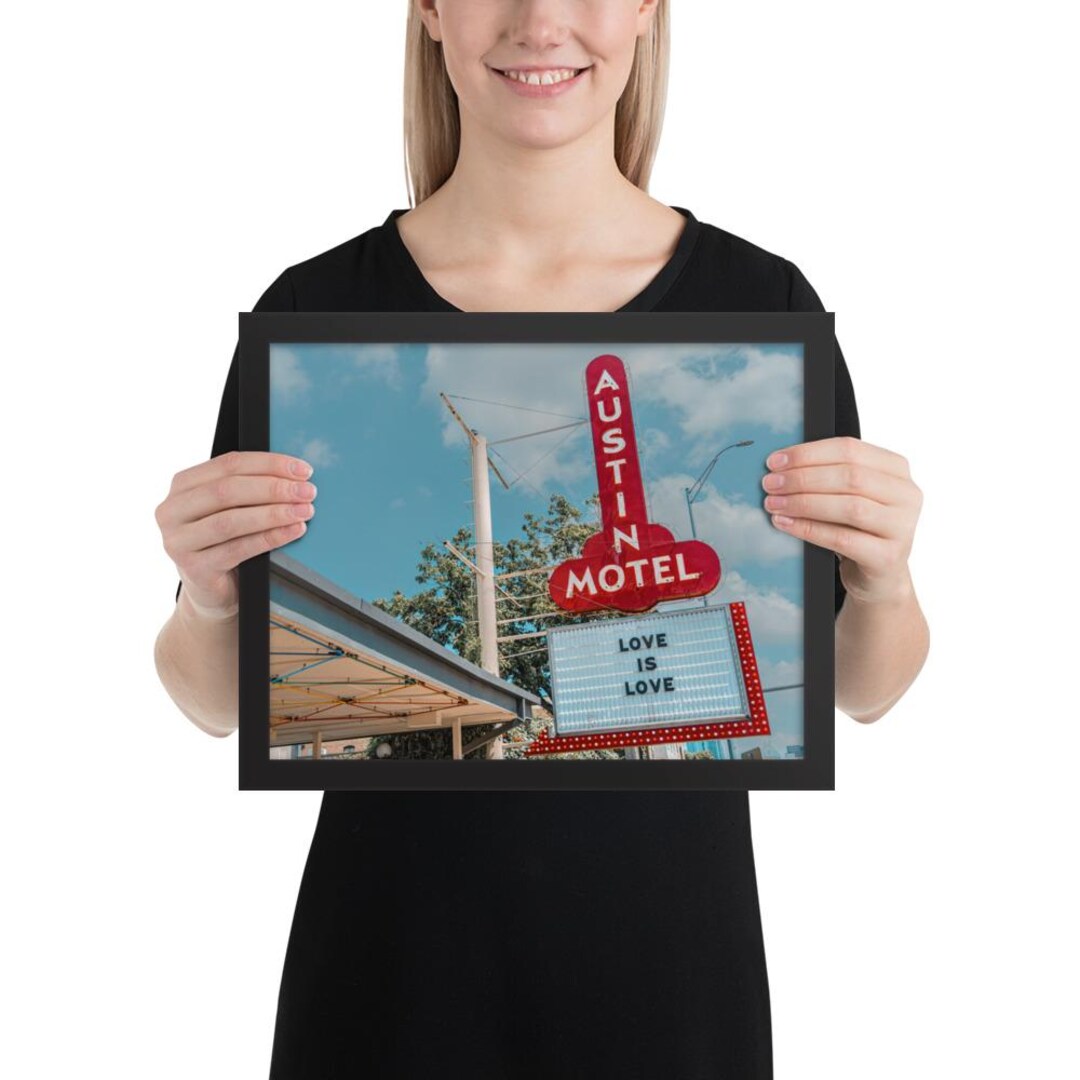 Austin Motel Sign, Love is Love, Austin, Texas Sign, Framed Horizontal ...