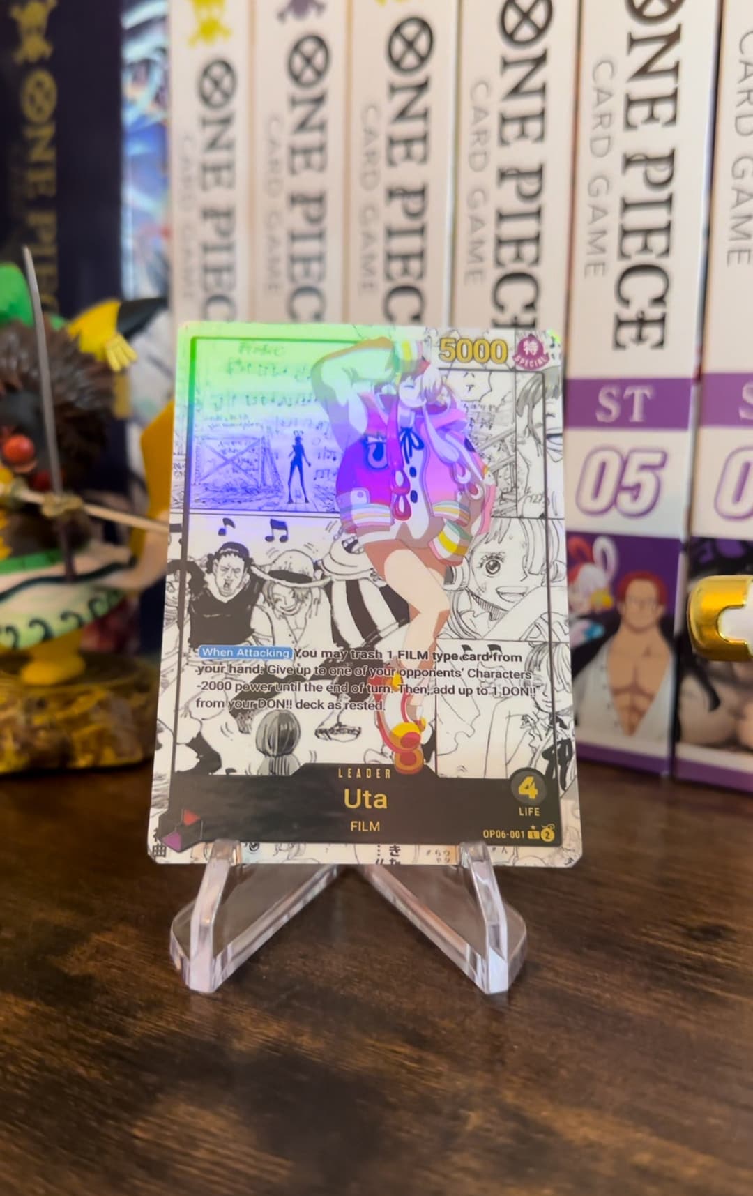 Uta Red Purple Custom Leader Set One Piece Card Game TCG Holographic ...