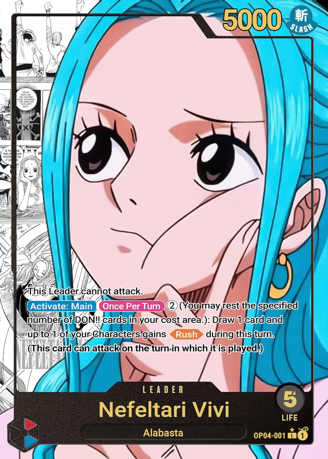 Vivi Red Blue Manga CUSTOM Leader One Piece Card Game TCG - Etsy