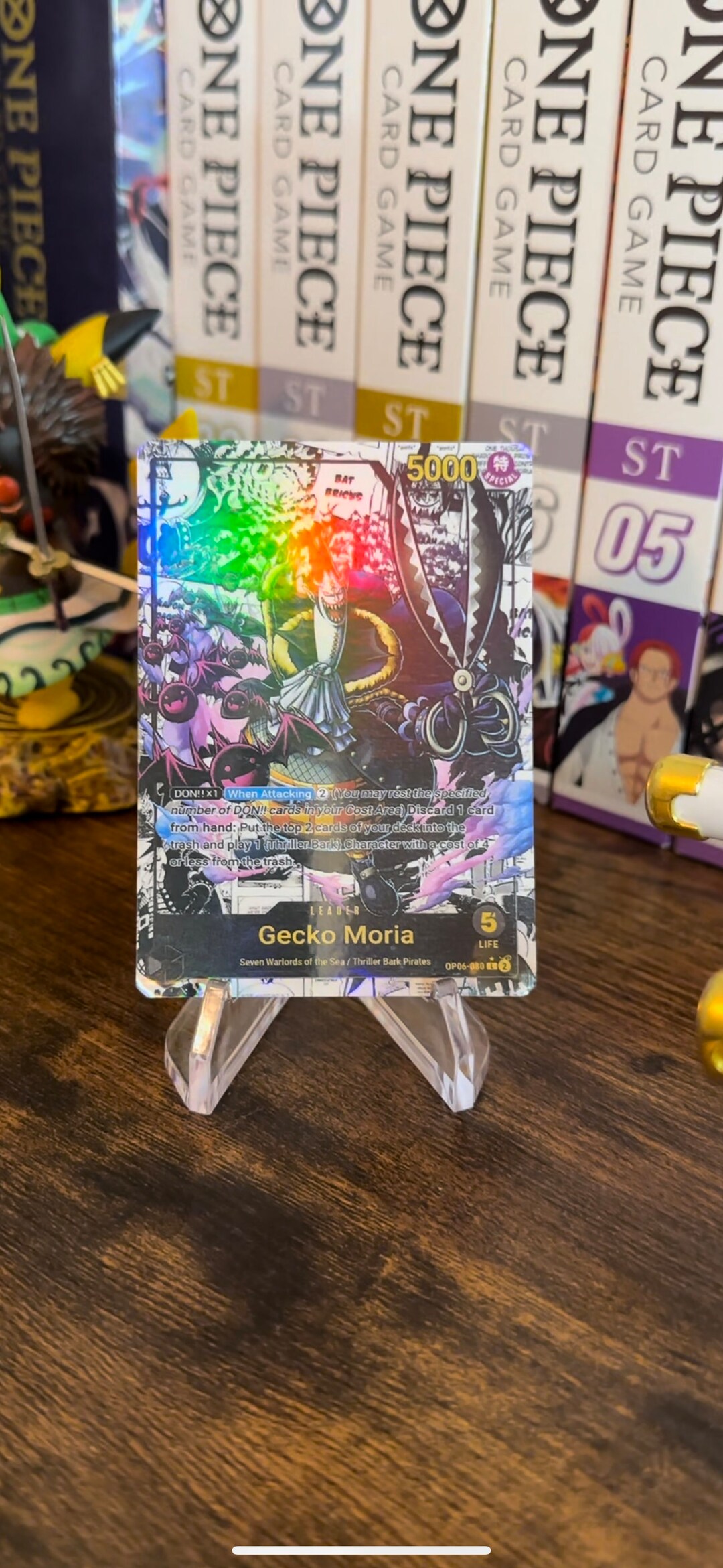 Gecko Moria Black Custom Leader Set One Piece Card Game TCG Holographic ...