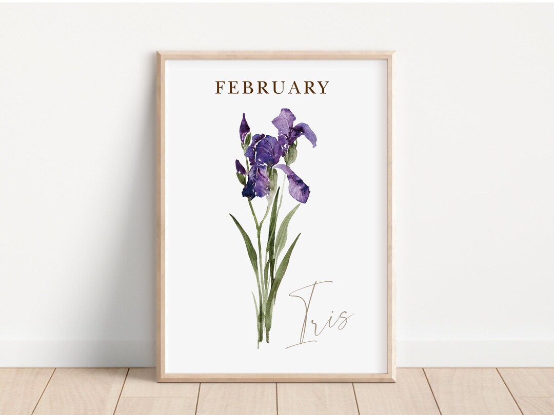 February Birth Flower Print Watercolor Iris Flower Print Februarybirth ...
