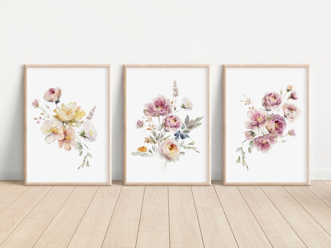 Wildflower Wall Art Print Watercolor Wildflower Print Set Wildflower ...