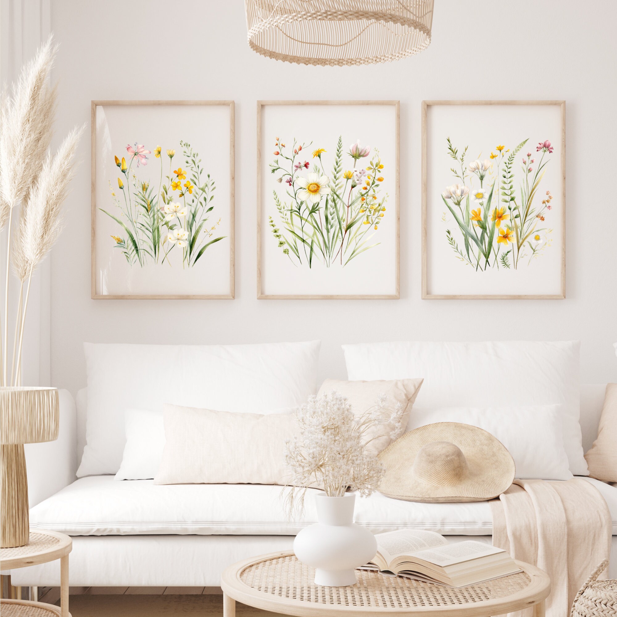 Meadow Wildflower Prints Set of 3 Watercolor Wildflower Print Wild ...