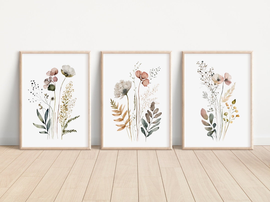Wildflower Home Decor Wall Art for Living Room Wild Floral Artwork Set ...