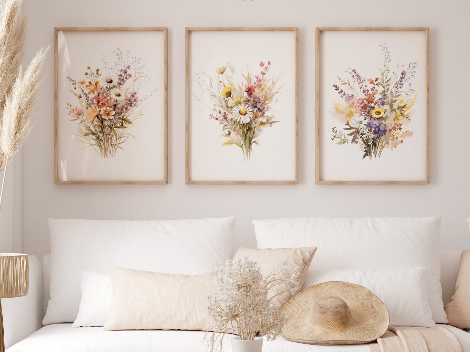 Wildflower Watercolor Set of 3 Floral Art Prints Wildflower Wall Art ...