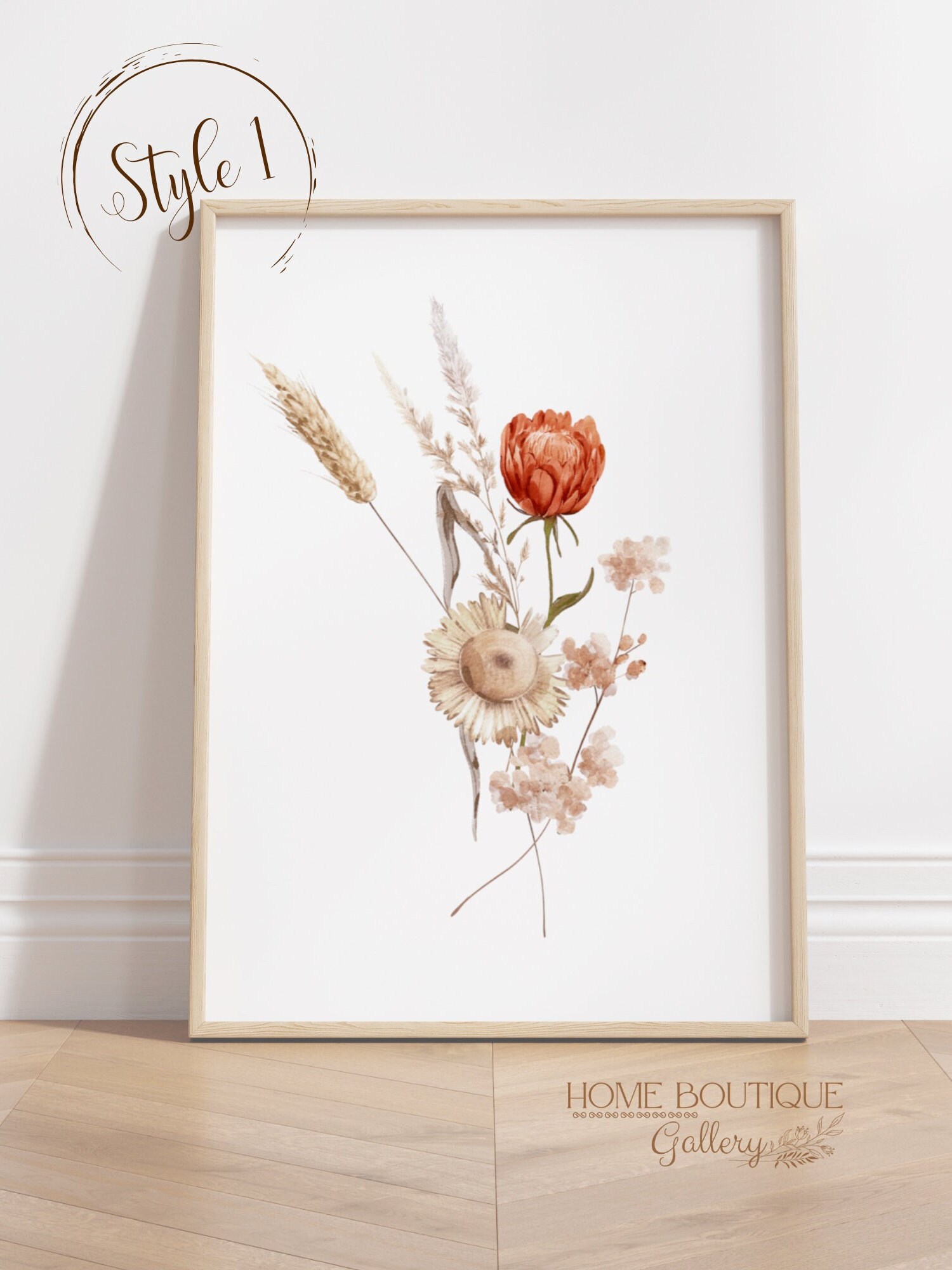 Bohemian Floral Print Watercolor Bohemian Flower Print Set Bohemian ...