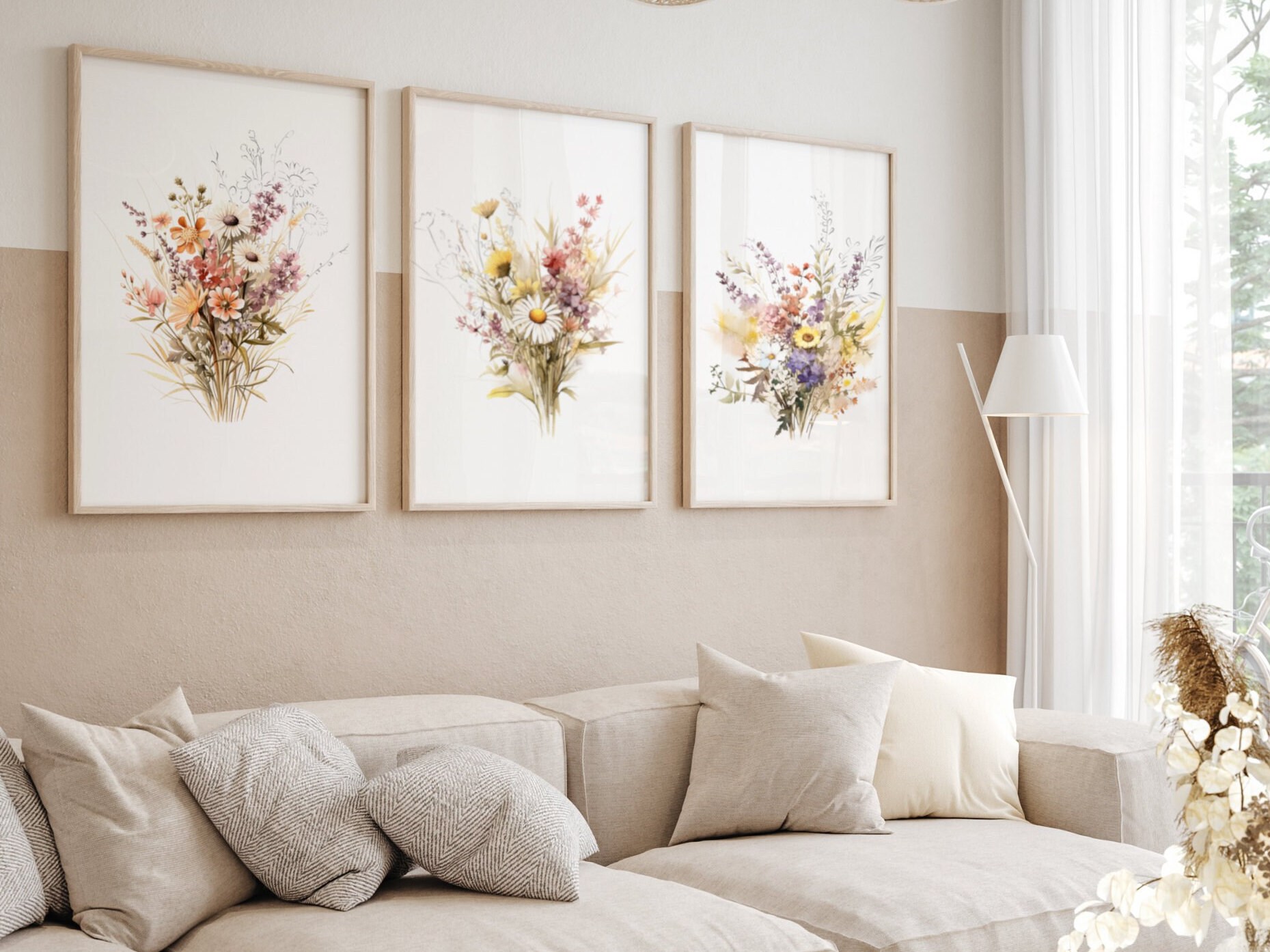 Wildflower Watercolor Set of 3 Floral Art Prints Wildflower Wall Art ...