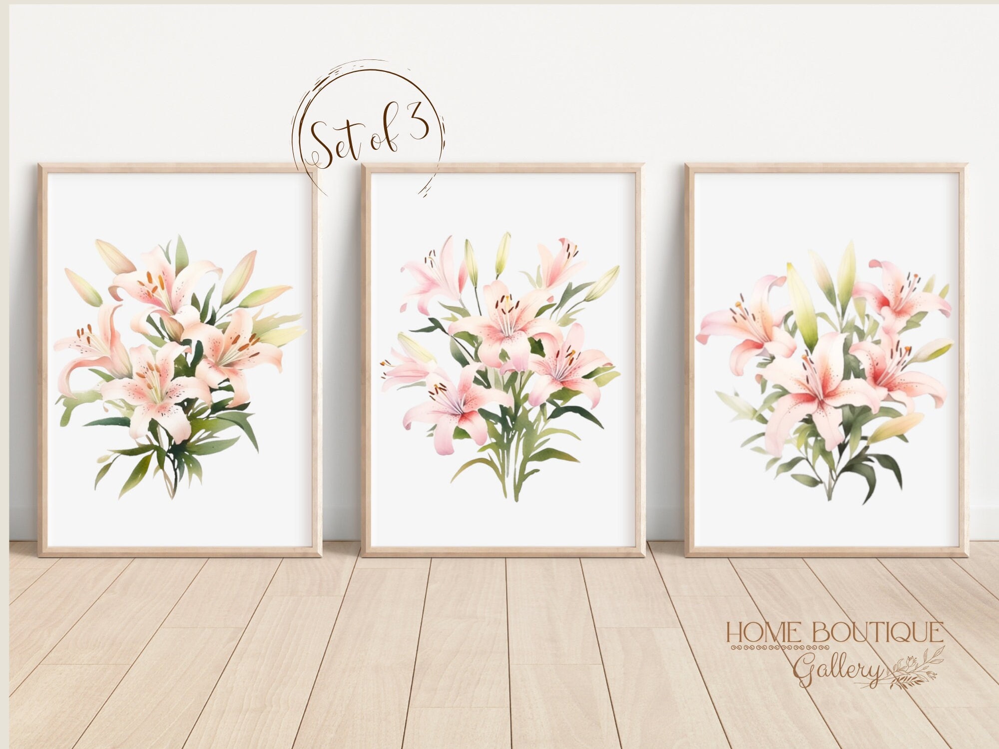 Pink Lily Flower Wall Art Prints Lily Flower Art Decor Lily Floral Art ...