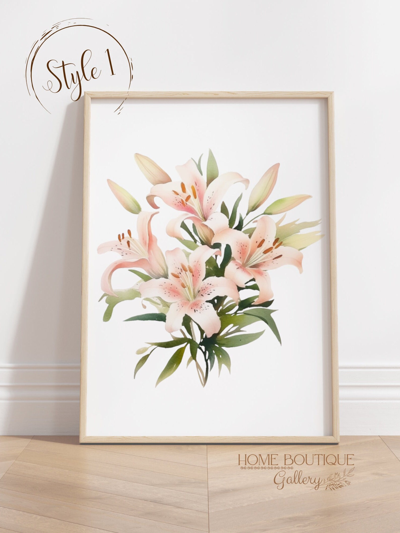 Pink Lily Flower Wall Art Prints Lily Flower Art Decor Lily Floral Art ...