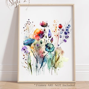 Set of 3 Watercolor Wildflower Print Wildflower Wall Art Prints ...