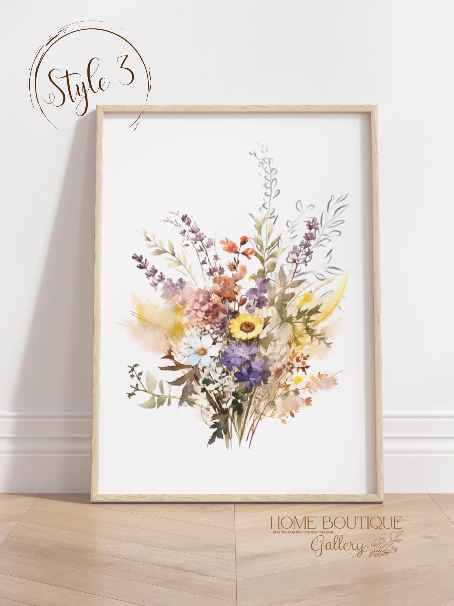 Wildflower Watercolor Set of 3 Floral Art Prints Wildflower Wall Art ...