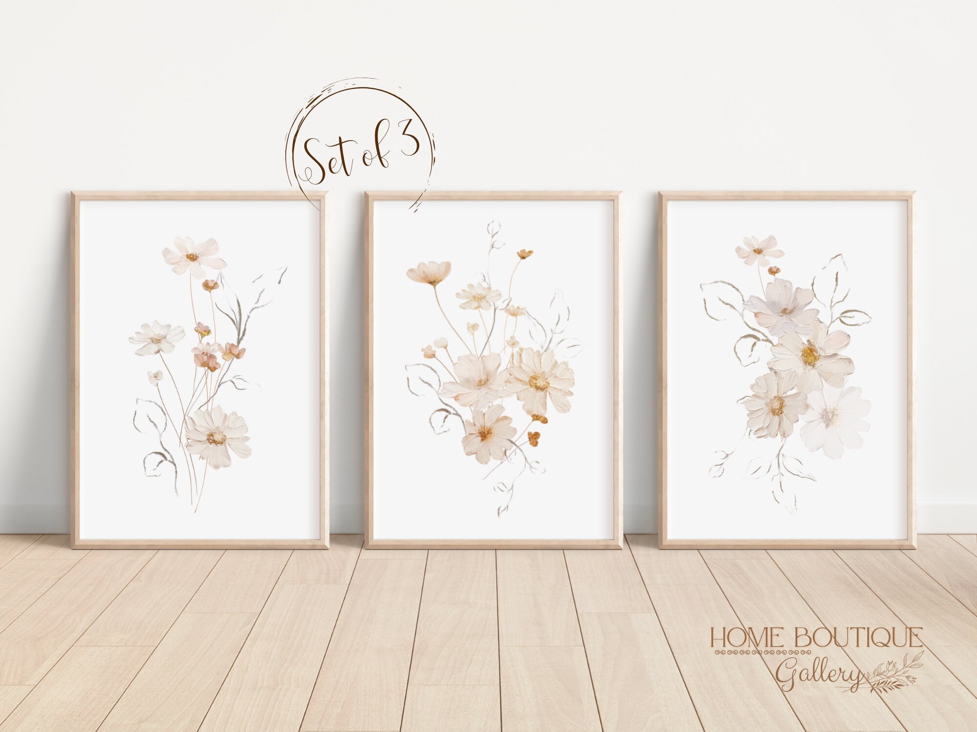 Wildflower Wall Art Prints Set of 3 Watercolor Wildflower Art Print Wildflower Nursery Wall ...
