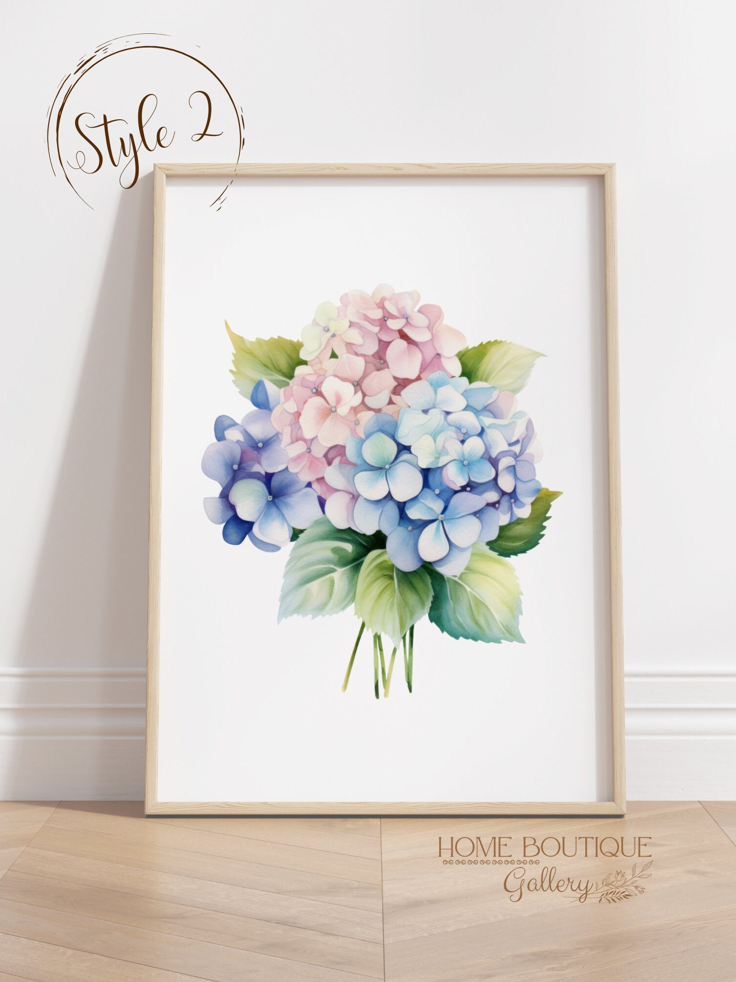 Pastel Hydrangea Flower Art Prints Set of 3 Watercolor Hydrangea Flower ...