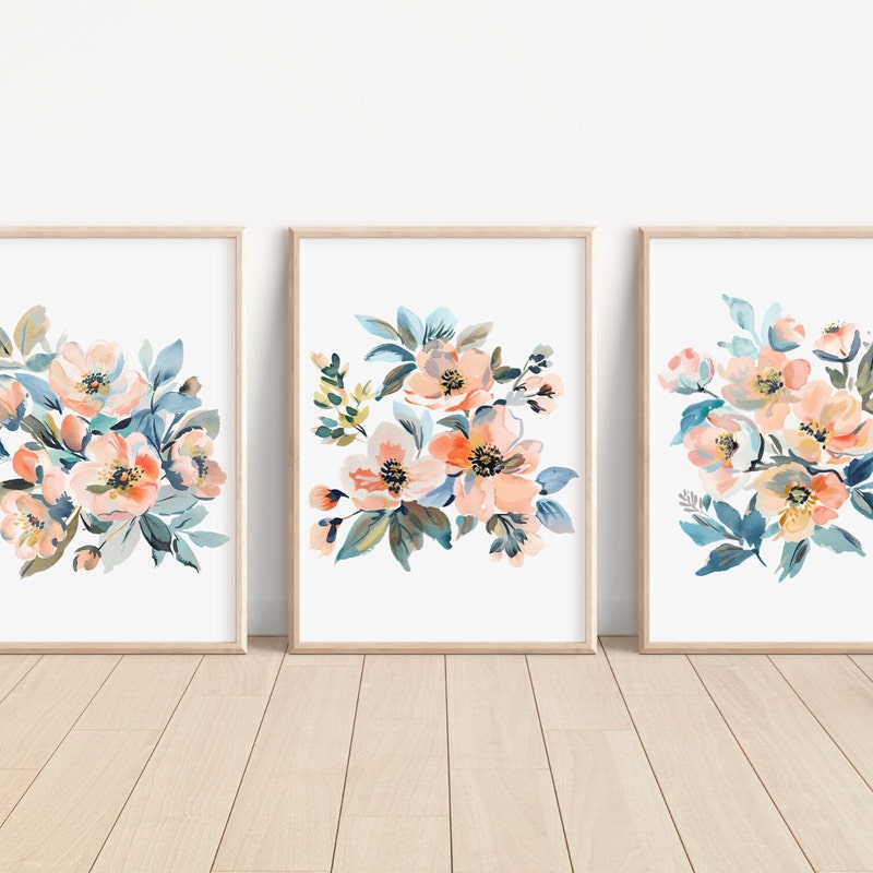 Pink Blue Peach Artwork - Etsy