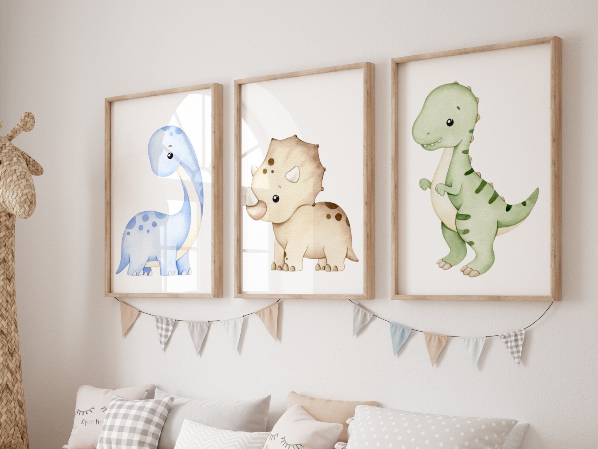 Dinosaur Wall Art Prints Dinosaur Baby Nursery Decor Set of 3 ...