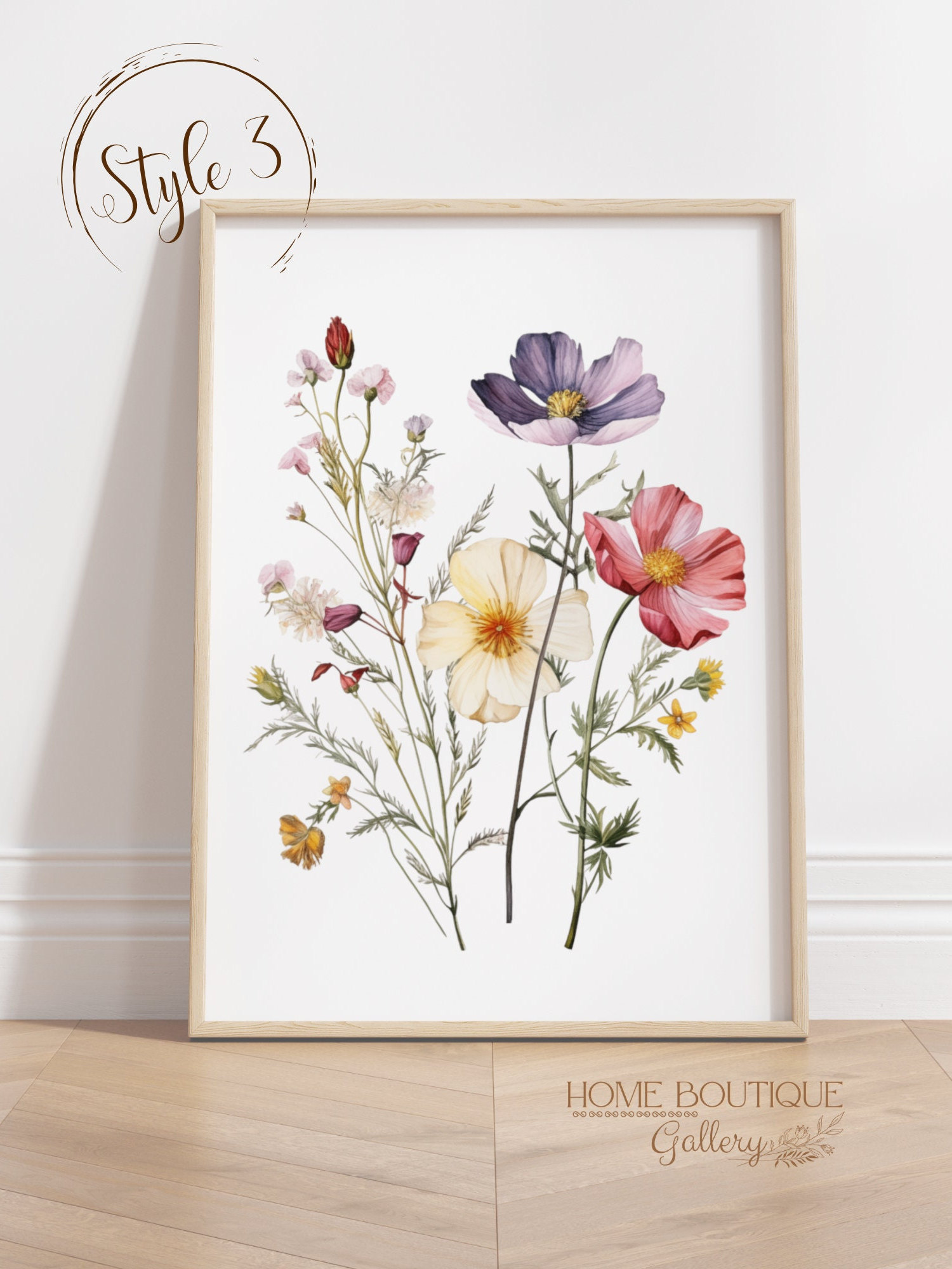 Wildflower Wall Art Prints Set of 3 Watercolor Wildflower Art Prints Wildflower Wall Decor ...