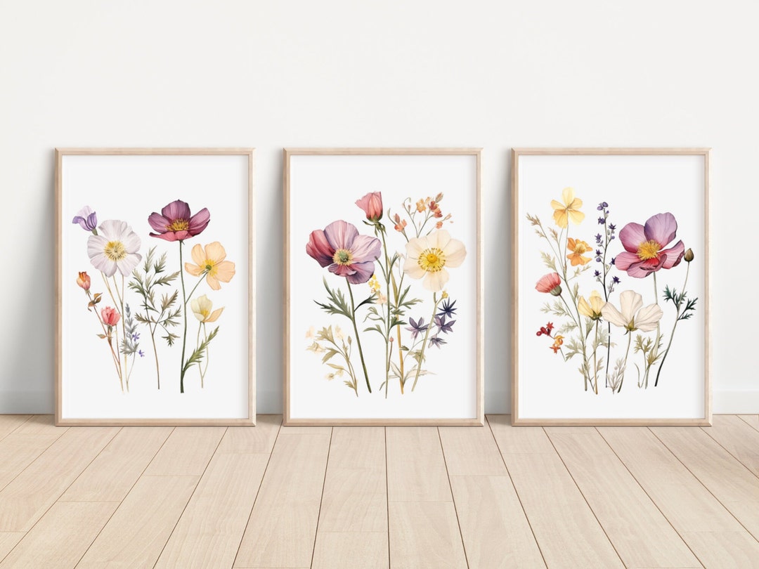 Wildflower Art Prints Set of 3 Watercolor Wildflower Prints Wildflower ...