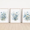 AZURE Blue Watercolor Flowers Clipart, Winter Floral Clip Art, Rustic ...