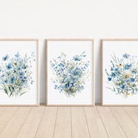 AZURE Blue Watercolor Flowers Clipart, Winter Floral Clip Art, Rustic ...
