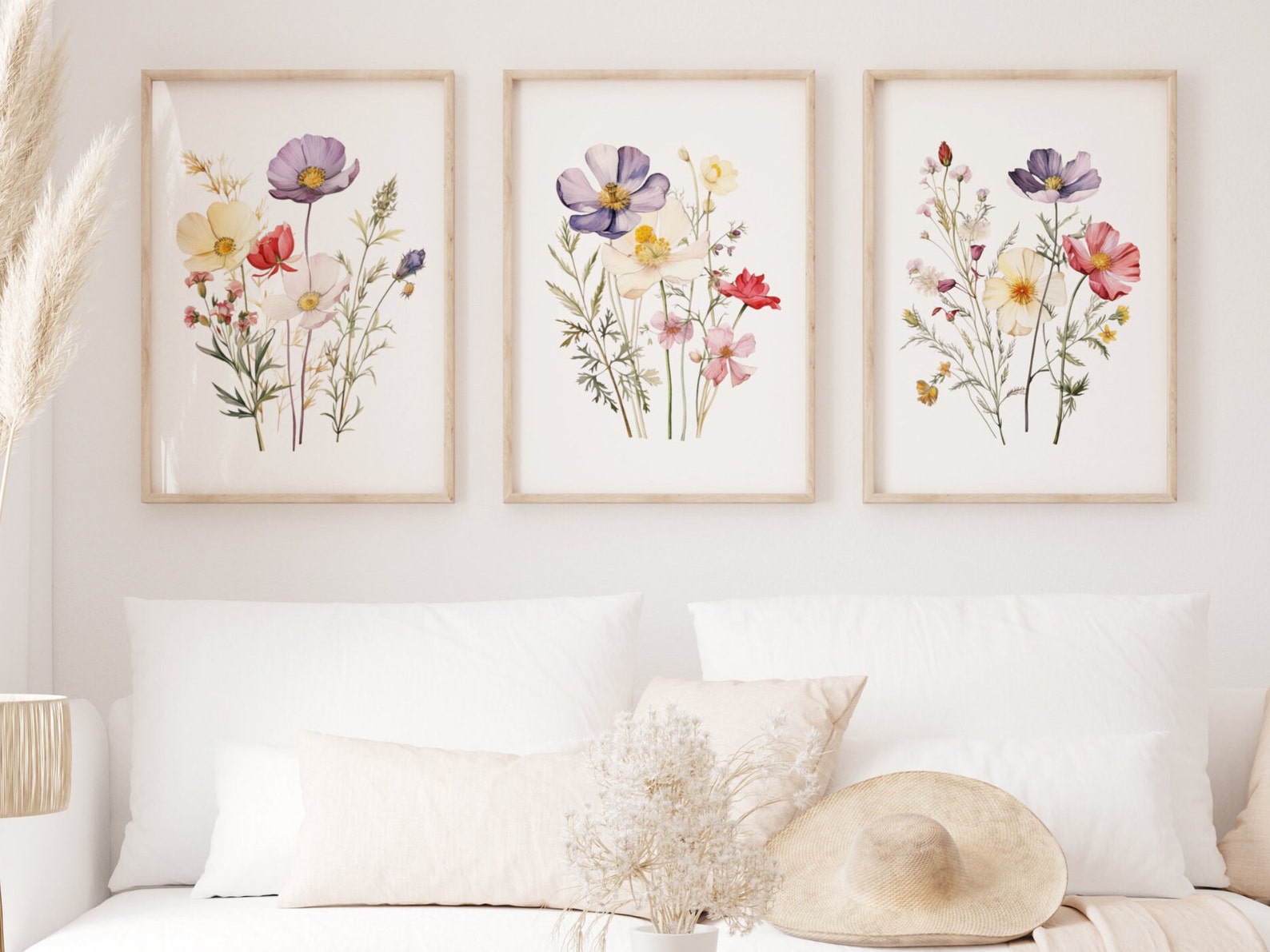 Wildflower Wall Art Prints Set of 3 Watercolor Wildflower Art Prints ...