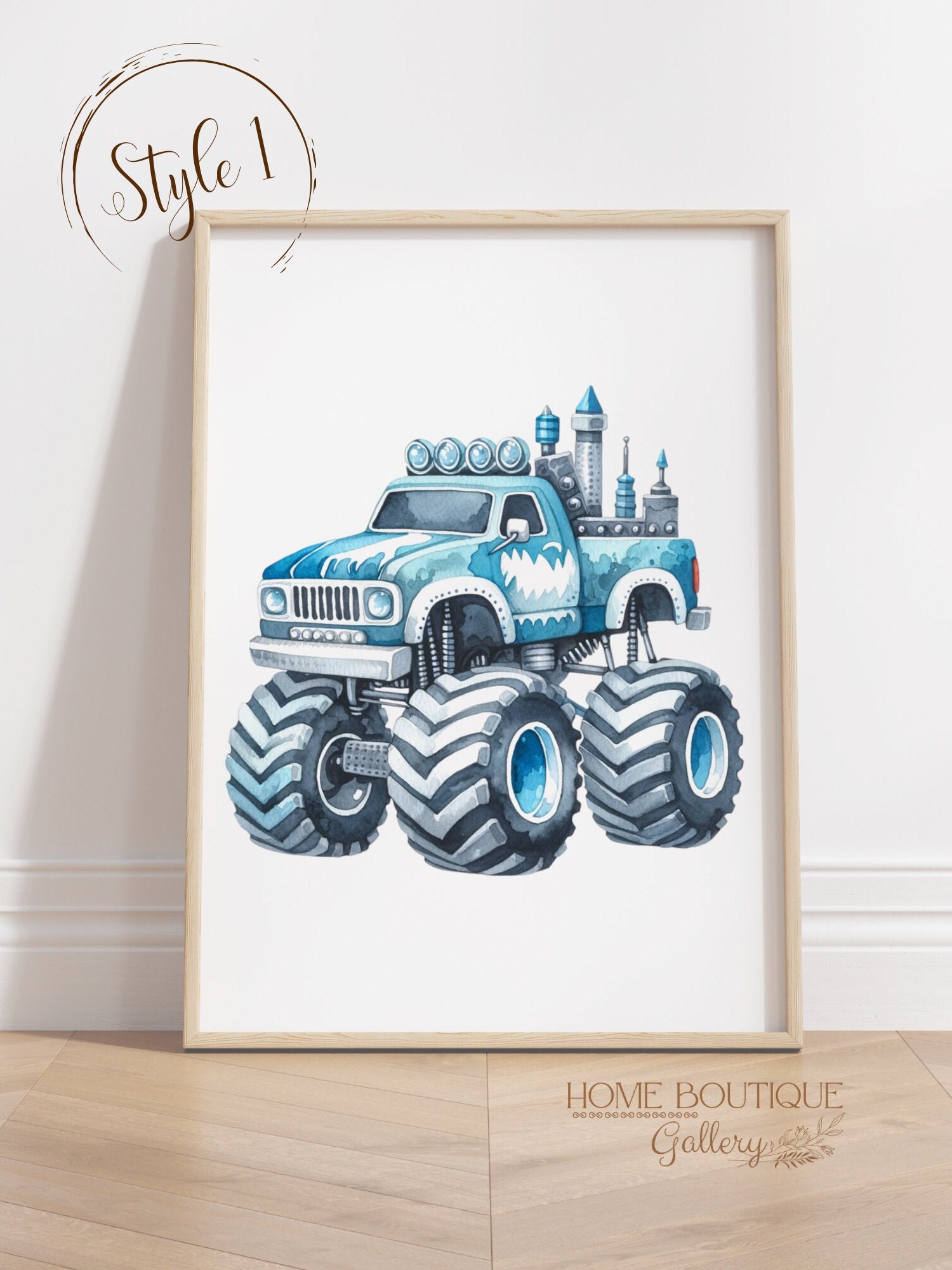 Set of 4 Monster Truck Art Prints Monster Truck Wall Art Kid Room Decor ...