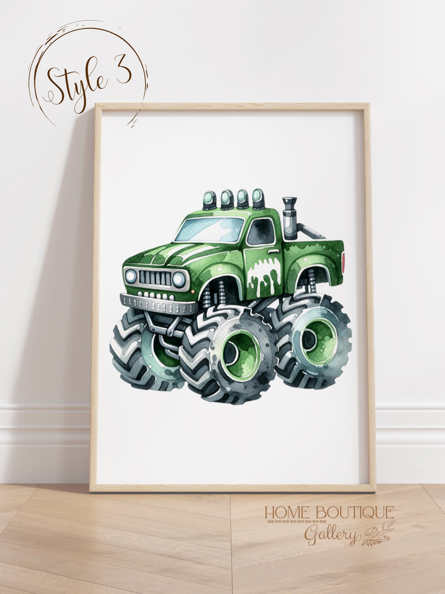 Set of 4 Monster Truck Art Prints Monster Truck Wall Art Kid Room Decor ...