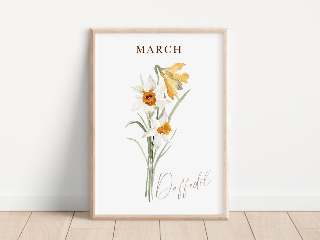 March Birth Flower Print Watercolor Daffodil Flower Print Birth Month ...