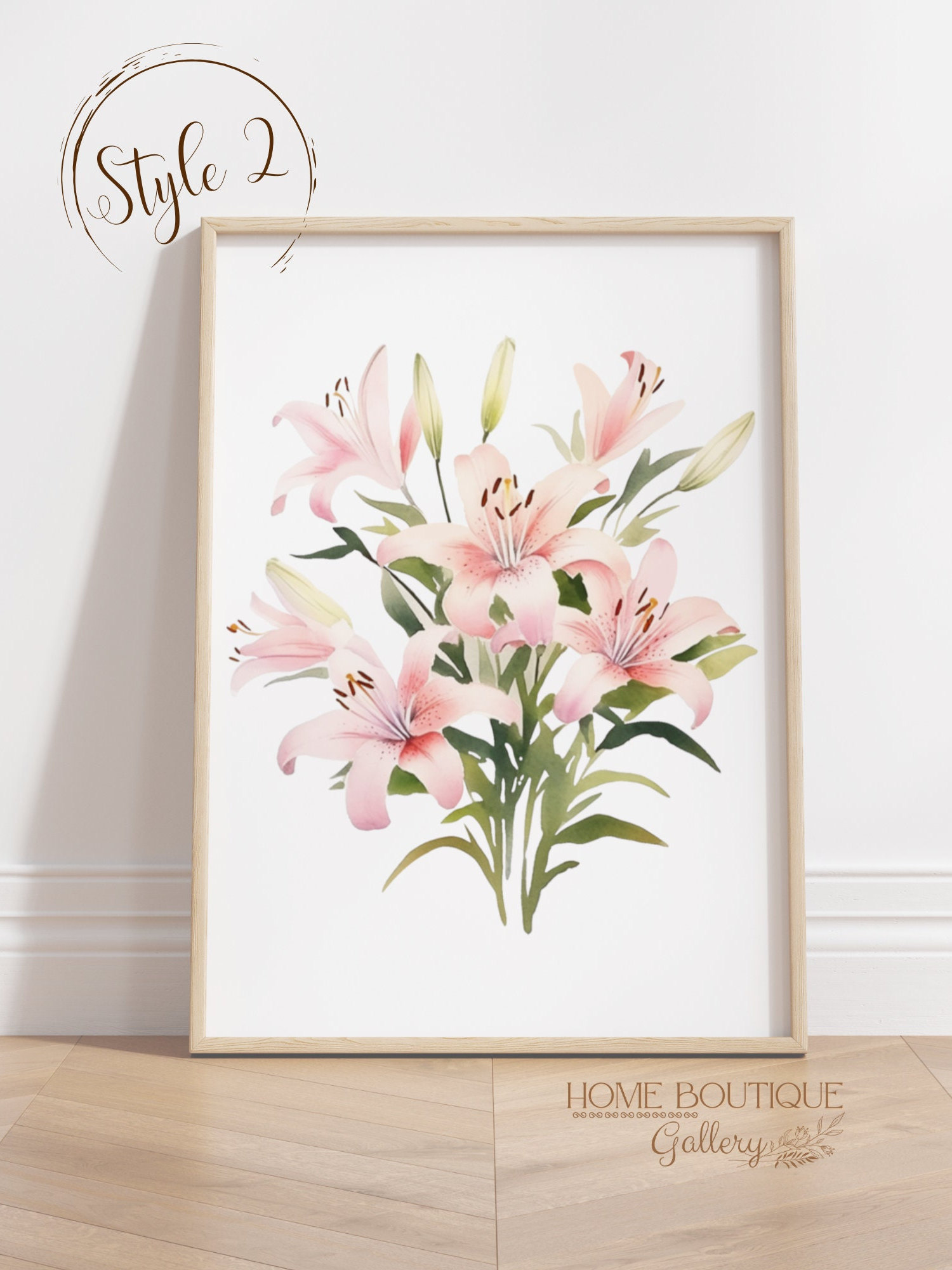 Pink Lily Flower Wall Art Prints Lily Flower Art Decor Lily Floral Art ...