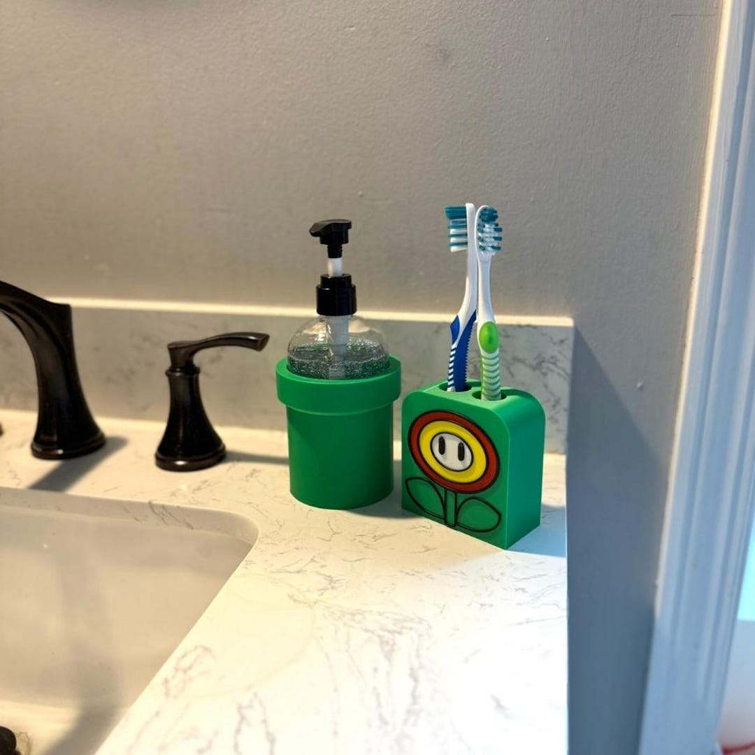 Video Game Bathroom Accessory Toothbrush Holder Gamer Decor Warp Pipe ...