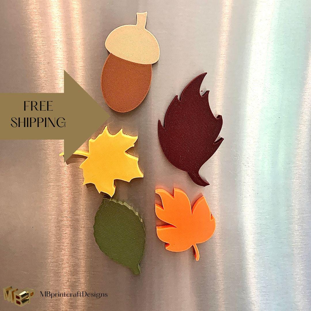 Autumn Magnet Set of 4 Fall Leaf Magnet Set Harvest Magnets Autumn ...