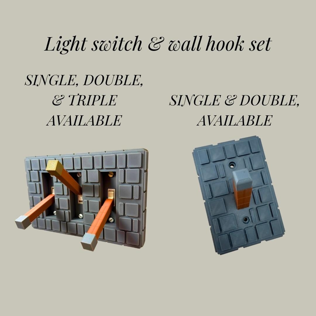 Mining Game Lever Light Switch Cover and Wall Hook Set Bedroom Decor ...