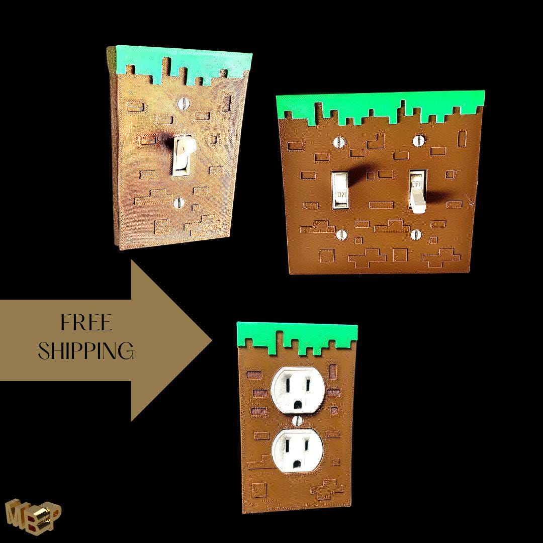 Pixel Game Light Switch Cover Outlet Cover Minecraft Theme Bedroom ...