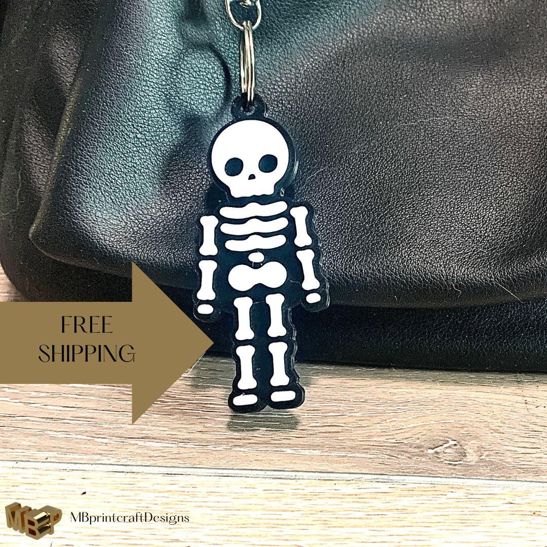 Skeleton Keychain, Whimsical Skeleton, Non-scary Halloween, Gift - Etsy