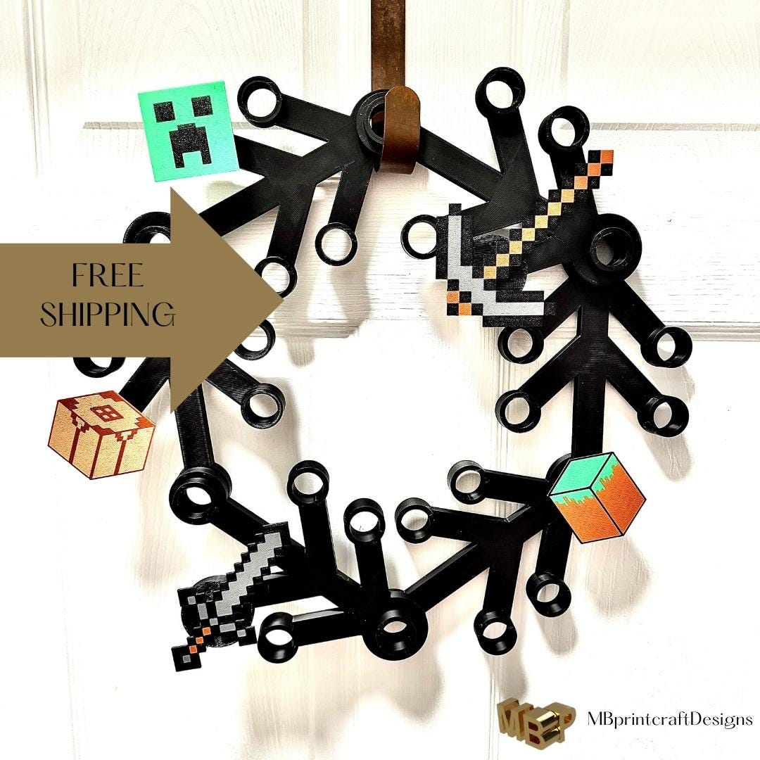Minecraft-inspired Wreath, Large Building Brick-inspired, Lego Wreath ...