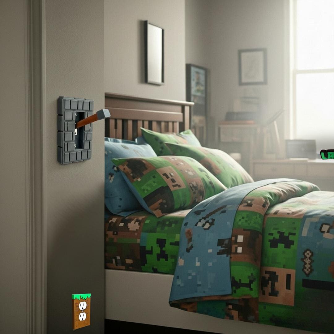 Mining Game Room Decor Complete Set Light Switch Cover Desk Organizer ...