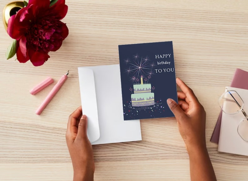 Cake Happy Birthday Card - Etsy