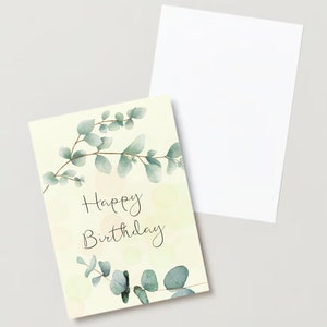 Eucalyptus Happy Birthday Card - Etsy