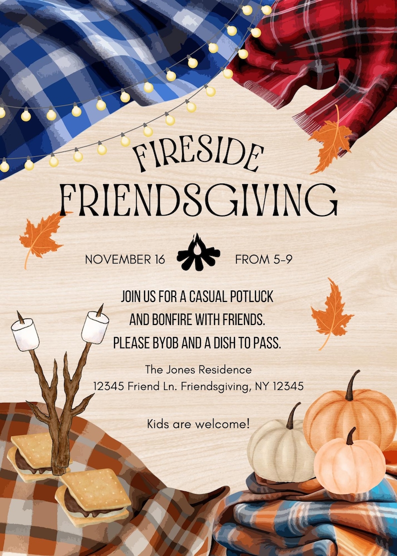 S’mores Friendsgiving Invitation - Etsy