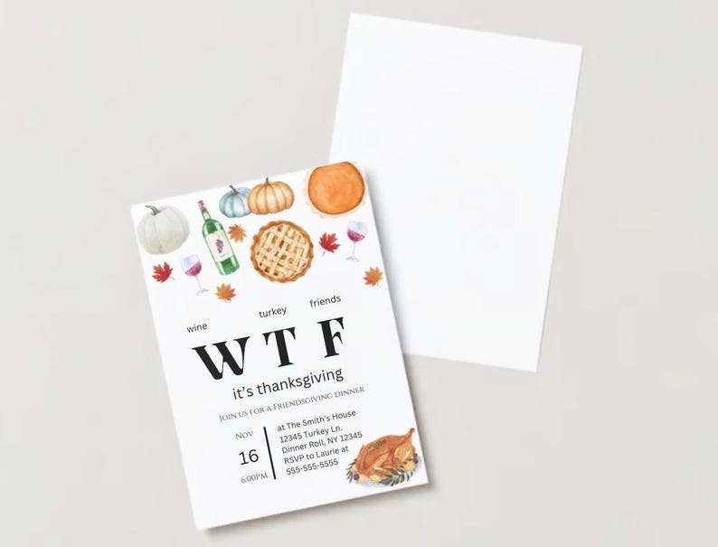 WTF Friendsgiving Invitation - Etsy