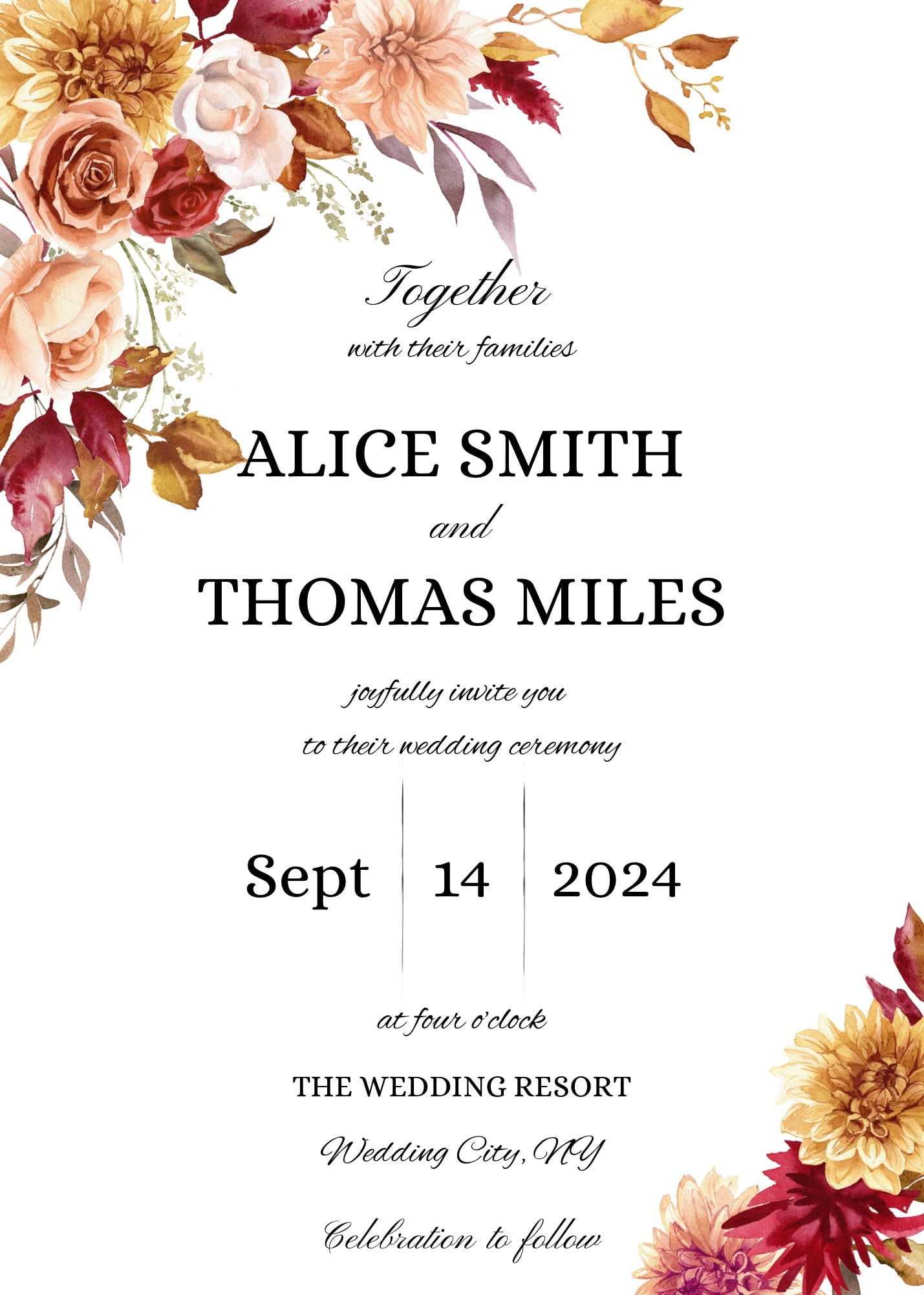 Maroon Floral Wedding Invitation - Etsy