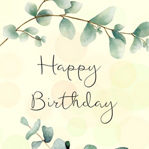 Eucalyptus Happy Birthday Card - Etsy