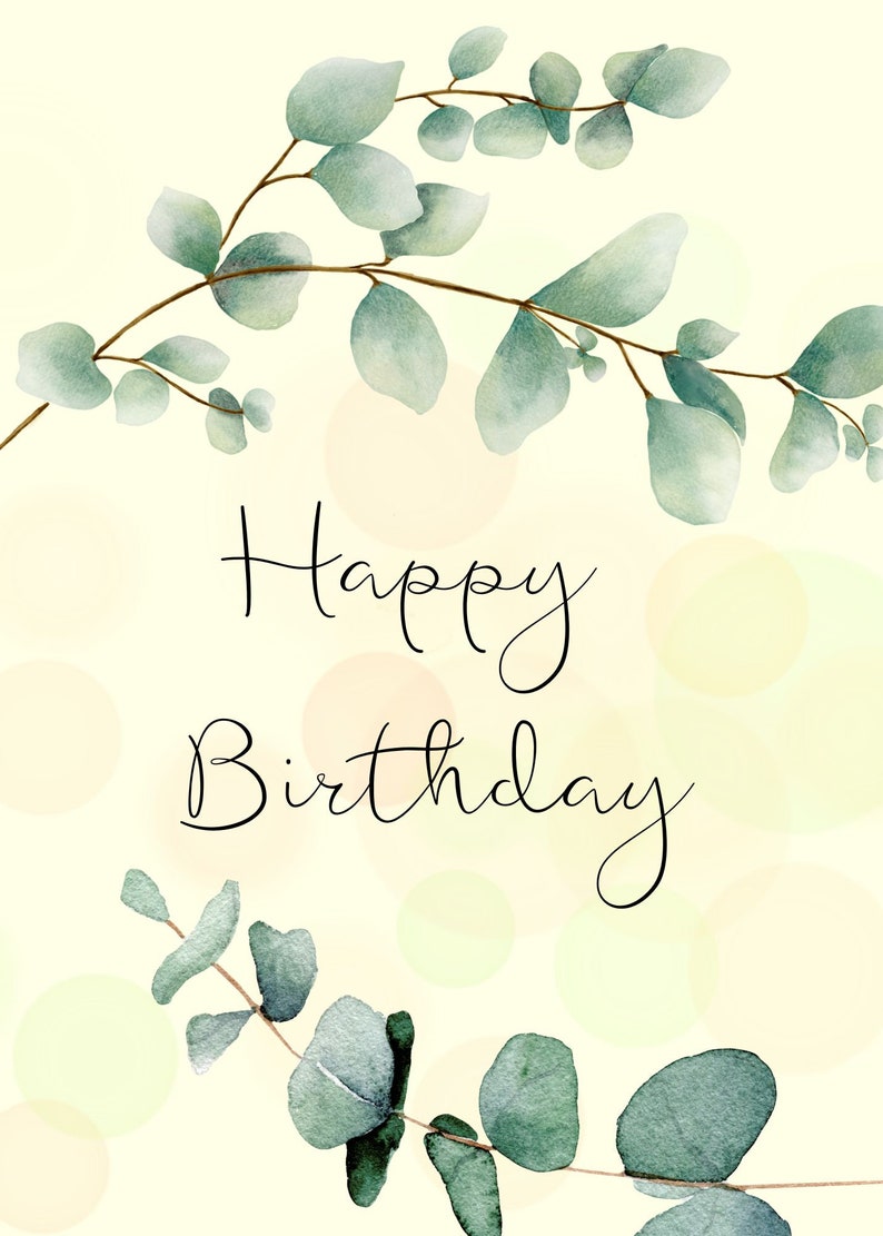 Eucalyptus Happy Birthday Card - Etsy