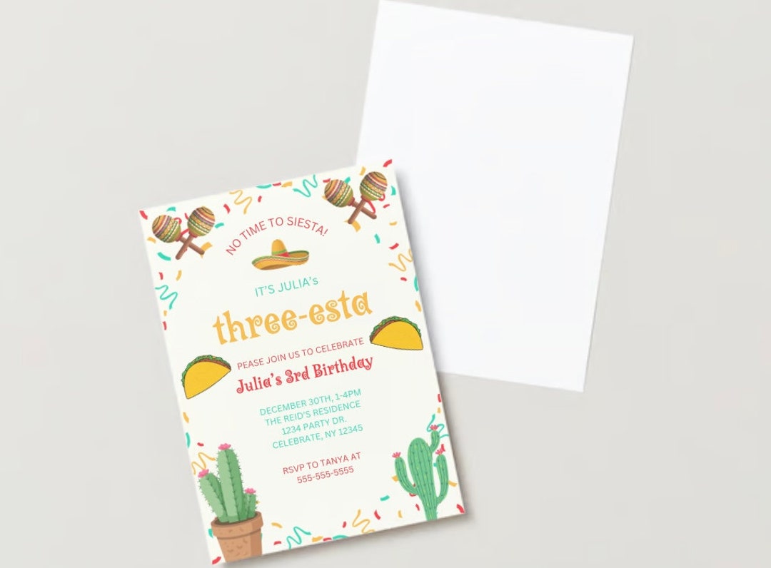 Three-esta Birthday Party Invitation - Etsy