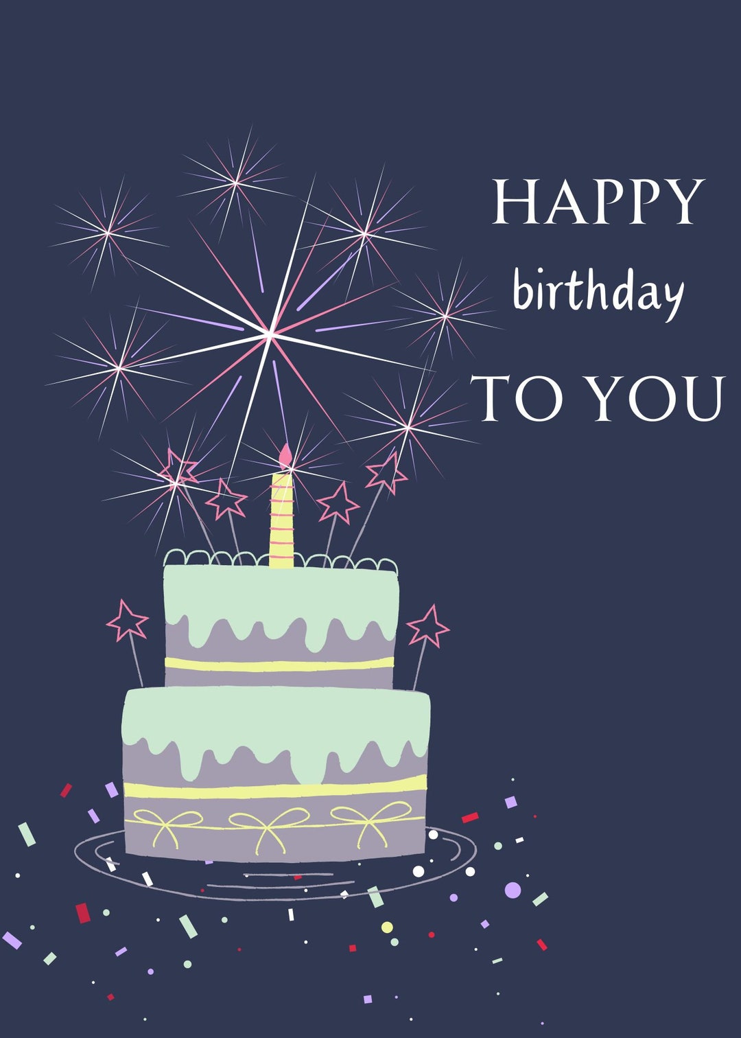 Cake Happy Birthday Card - Etsy