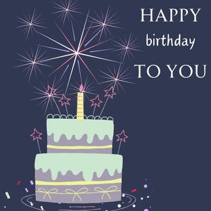 Cake Happy Birthday Card - Etsy