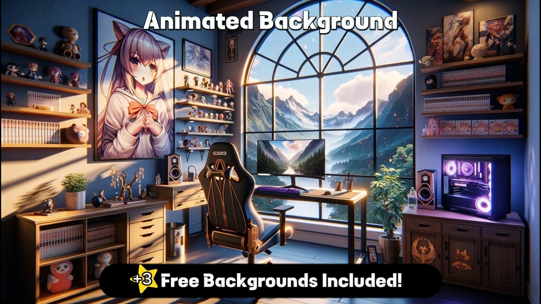 ANIMATED WALLPAPER | Gaming Room | Twitch Overlay | Lofi -anime ...