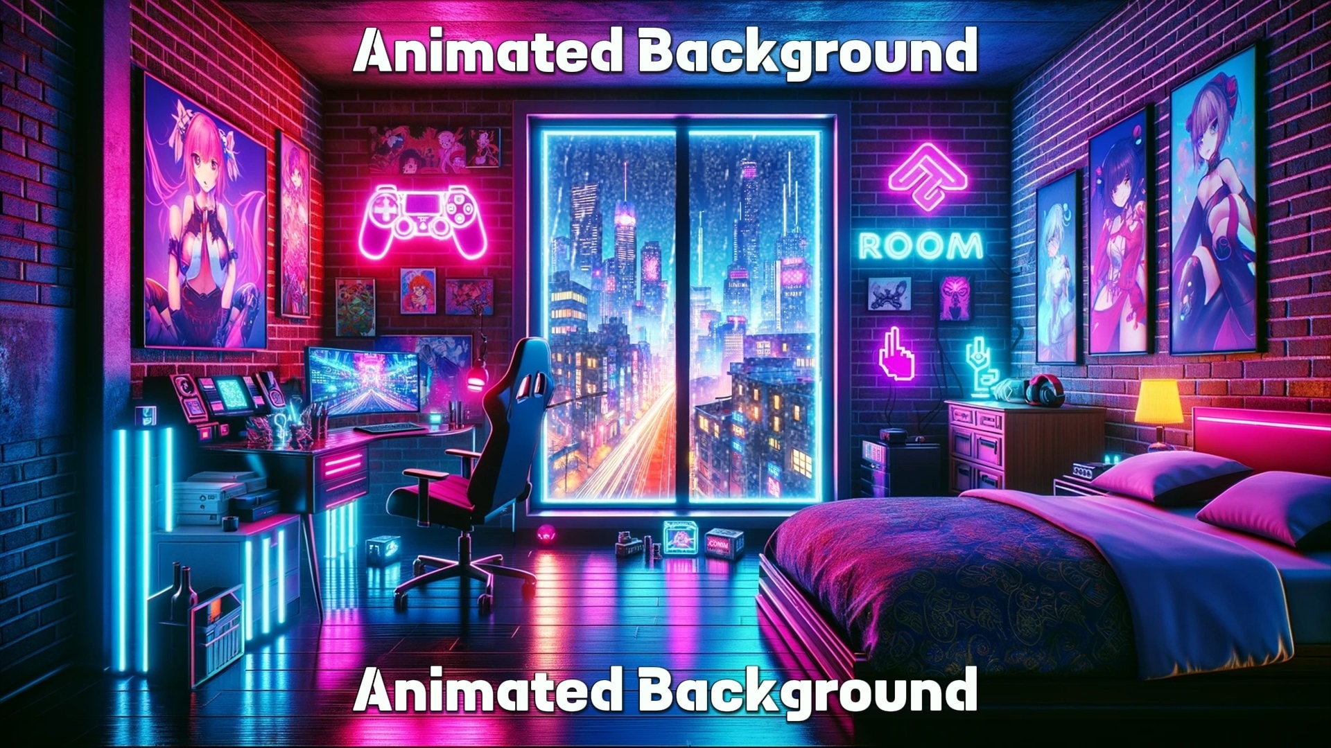 ANIMATED BACKGROUND Cyberpunk Bedroom Looped Vtuber Twitch Stream ...