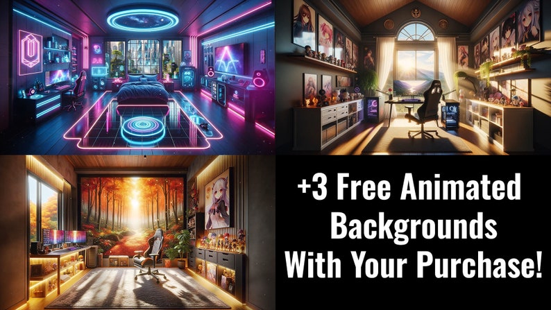 ANIMATED BACKGROUND Neon Cyberpunk Office Looped Purple Neon Vtuber ...