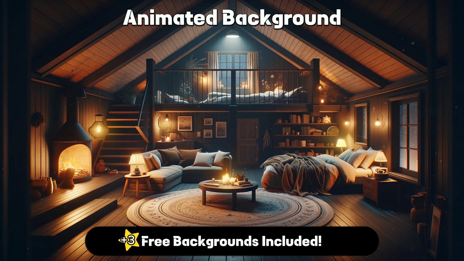 Animated Wallpaper | Vtuber Bedroom Stormy Night | ANIMATED BACKGROUND ...