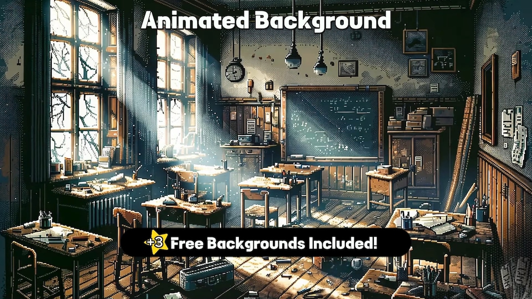 Animated Background Pixel Classroom | Twitch Overlay | Vtuber ...